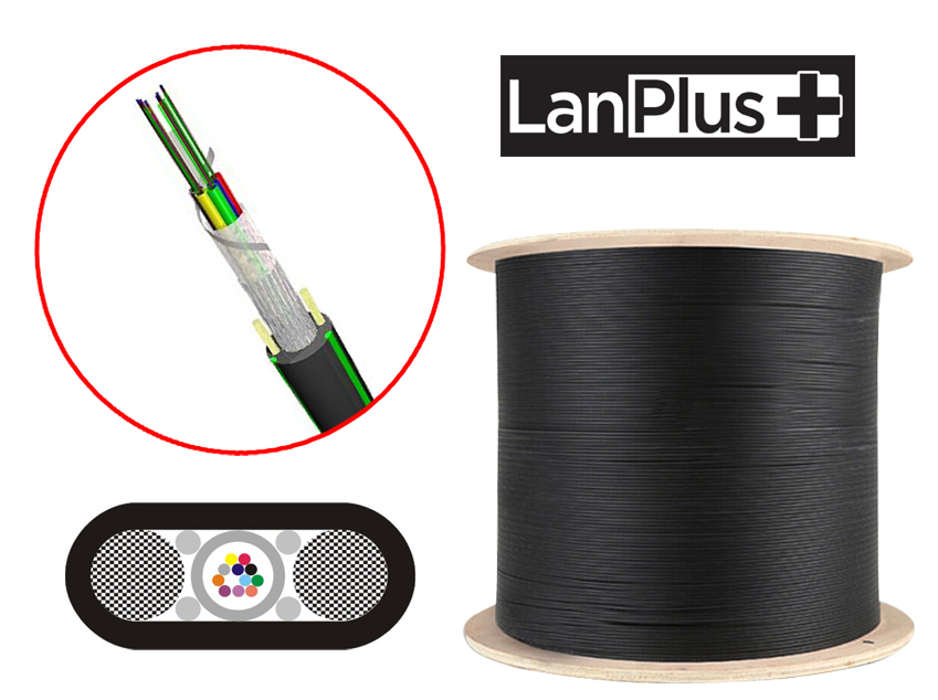 LanPlus Fiber optic cable 12FO 2km Outdoor flat ADSS, G652D, FRP, GFR ...