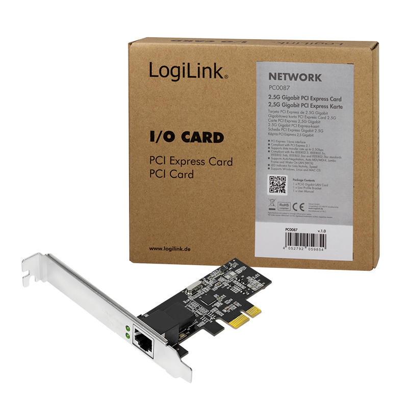 Logilink PCI-Express Card, 1-port, 2.5g Gigabit Ethernet - Online ...