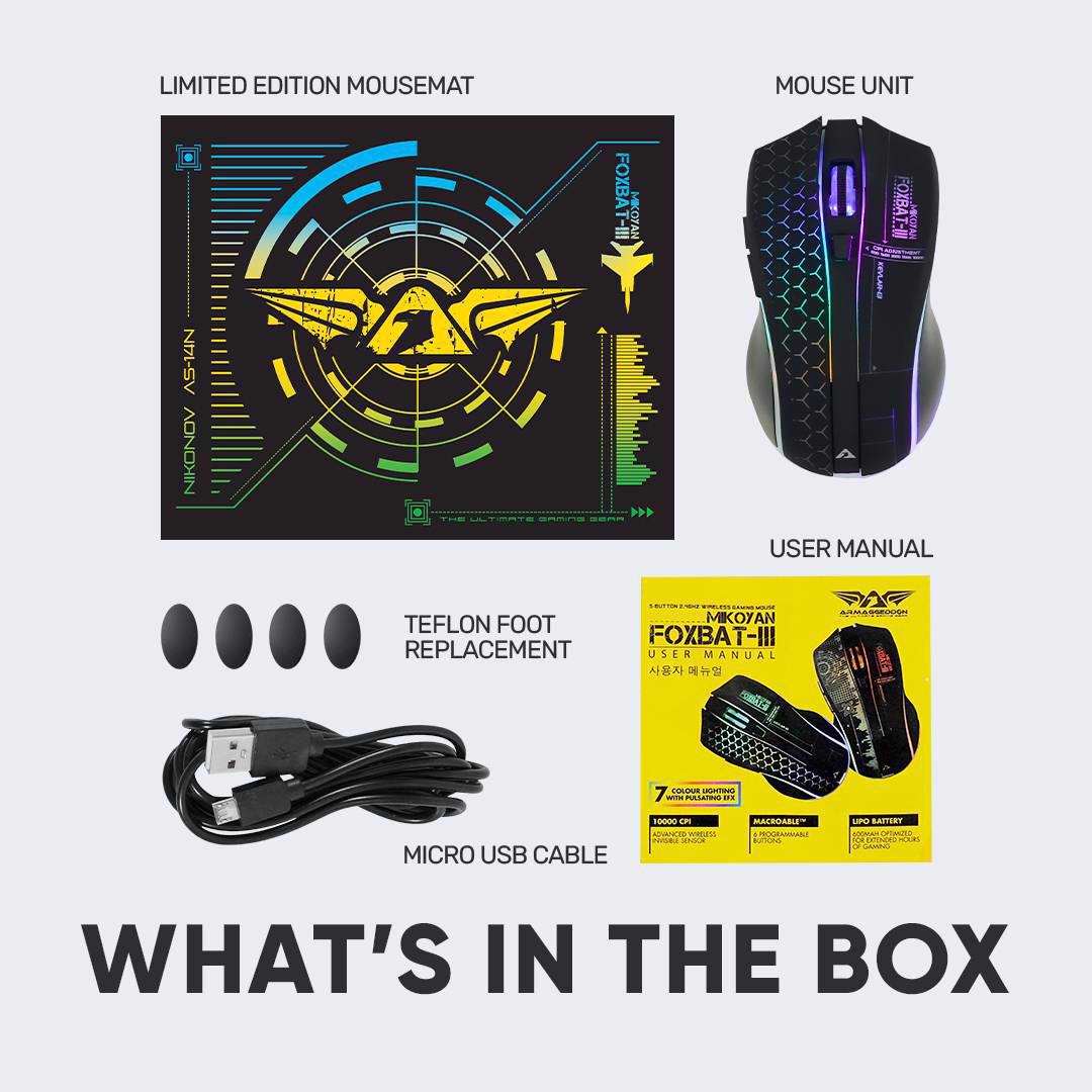 ARMAGGEDDON Mikoyan Foxbat 3 Wireless Optical Gaming Mouse Kevlar-13 ...
